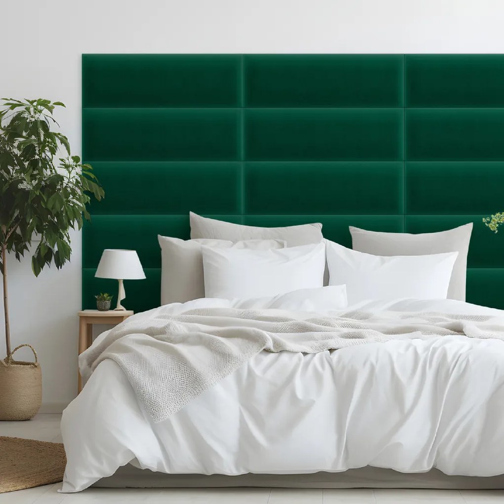 Sametový čalouněný panel - Obdélník - 60x20cm Farba: Lahvově zelená
