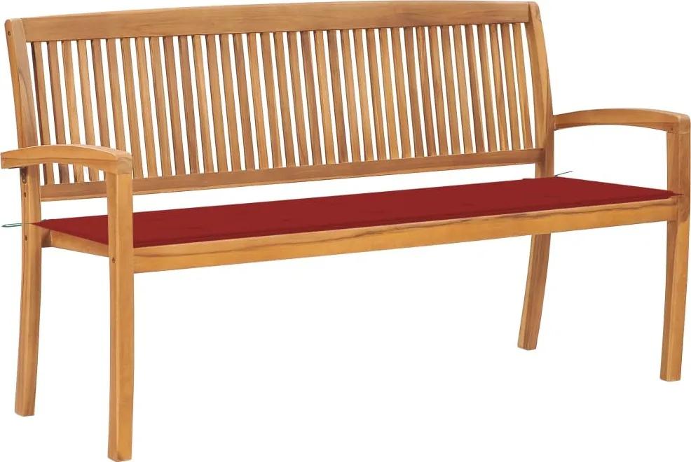 vidaXL Stohovatelná zahradní lavice s poduškou 159 cm masivní teak [3063316] Barva: Béžová