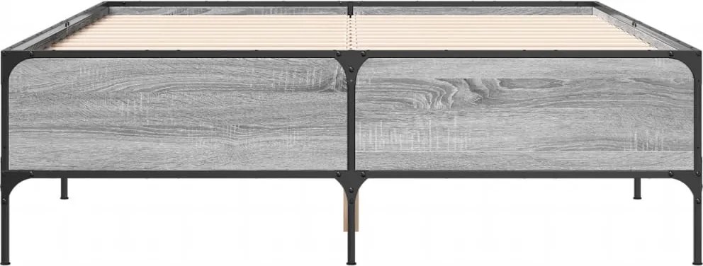 Rám postele šedý sonoma 140 x 200 cm kompozitní dřevo a kov 3279800