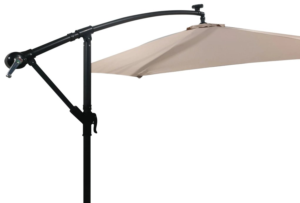 Zahradní slunečník Houseland Zyra s LED osvětlením 300 cm světle hnědý