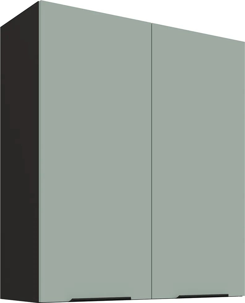 ARIA sc | horní skříňka 80 G-90 2F policová | 80 cm | VYSOKÁ | ANTI FINGERPRINT povrch | černá/aquamarine