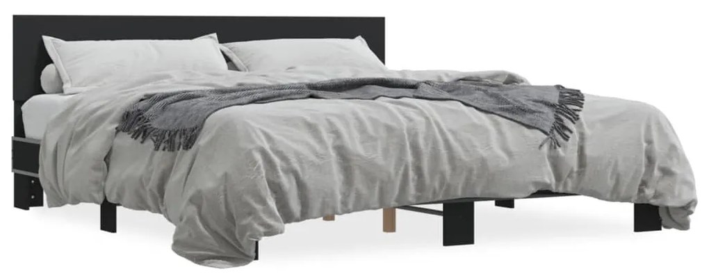 Rám postele černý 200 x 200 cm kompozitní dřevo a kov,  3280172