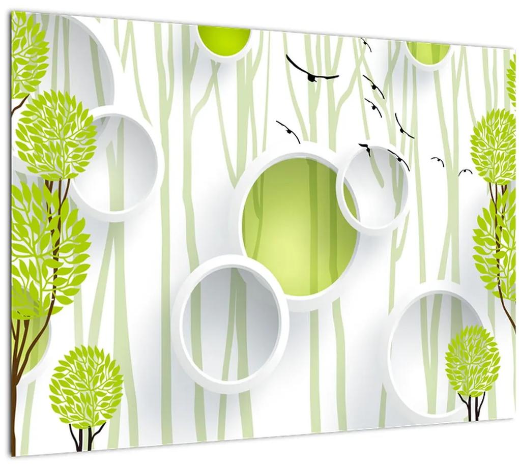 Skleněný obraz abstrakce se stromy (70x50 cm)