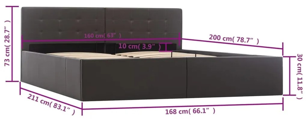 vidaXL Marketos Rám postele s úložným prostorem šedý umělá kůže 160 x 200 cm