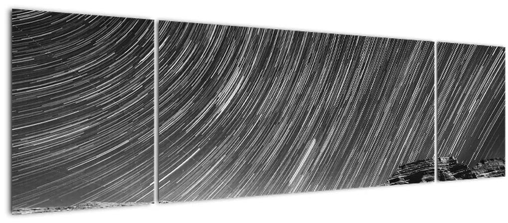 Černobíly obraz hvězdné oblohy (170x50 cm)