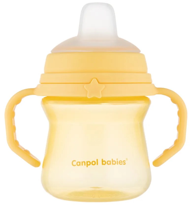 Canpol babies Hrneček se silikonovým pítkem FirstCup 150ml žlutý