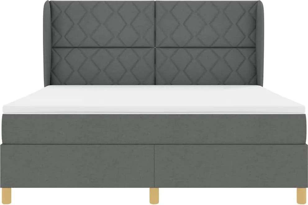 Postel s boxspringem s čelo Tmavě šedá 200 x 180 cm textil 3340831