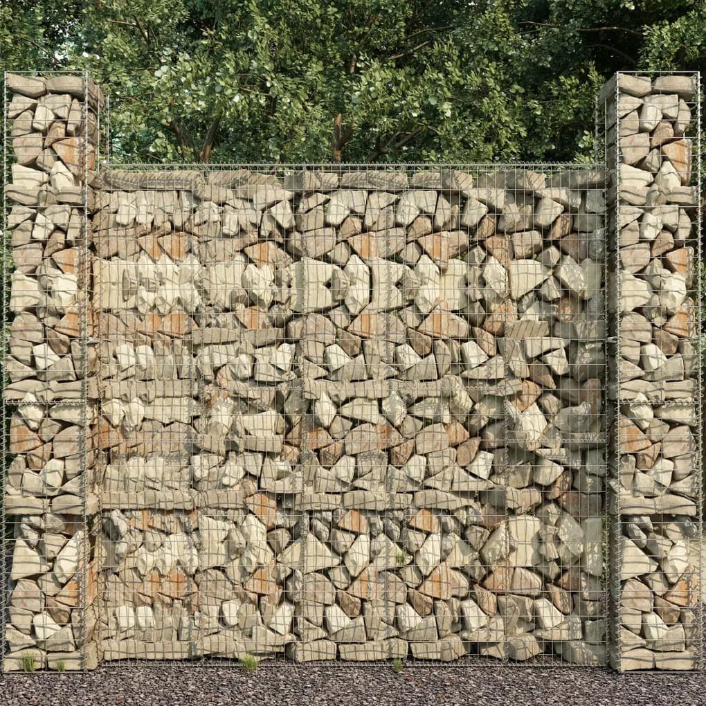 Gabionová zeď s víkem z pozinkované oceli 600 x 50 x 200 cm 145089