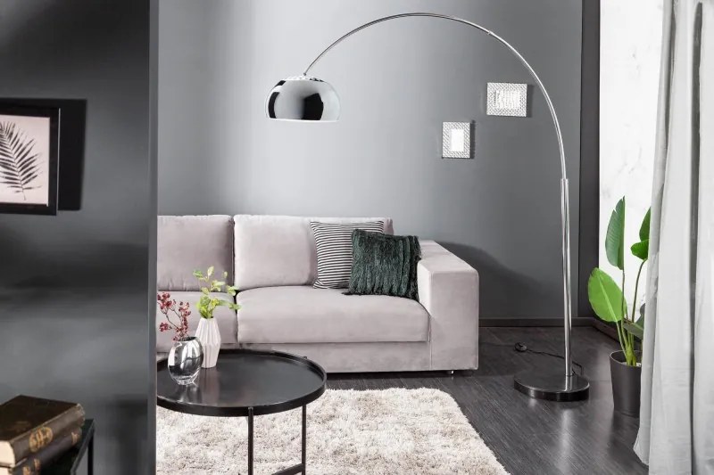 Designová stojanová lampa Arch chrom