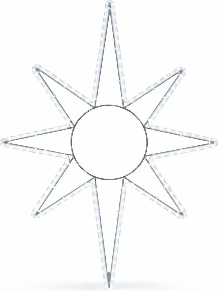 Easy Fix 2D LED světelná hvězda X., 82 × 125 cm, ledově bílá, závěsná, hliník