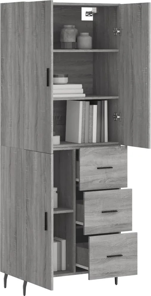 Skříň highboard šedá sonoma 69,5 x 34 x 180 cm kompozitní dřevo 3195921