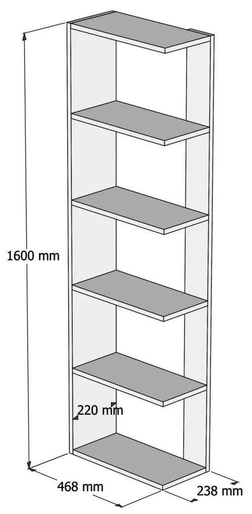 Knihovna TOWER ořech/bílá