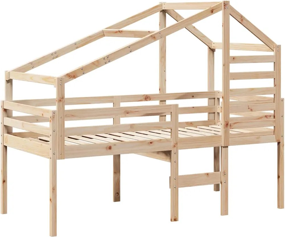 Patrová postel se střechou 80 x 200 cm masivní borové dřevo 3281974