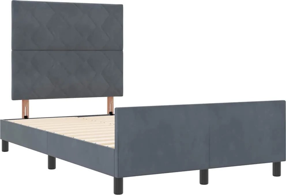 Postel s boxspringem s čelo Tmavě šedá 120 x 200 cm samet 3345000