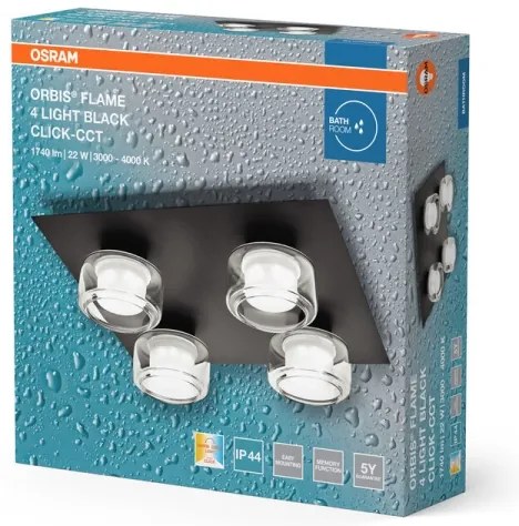Osram -LED Koupelnové stropní svítidlo ORBIS FLAME 4xLED/5,5W/230V IP44 černá