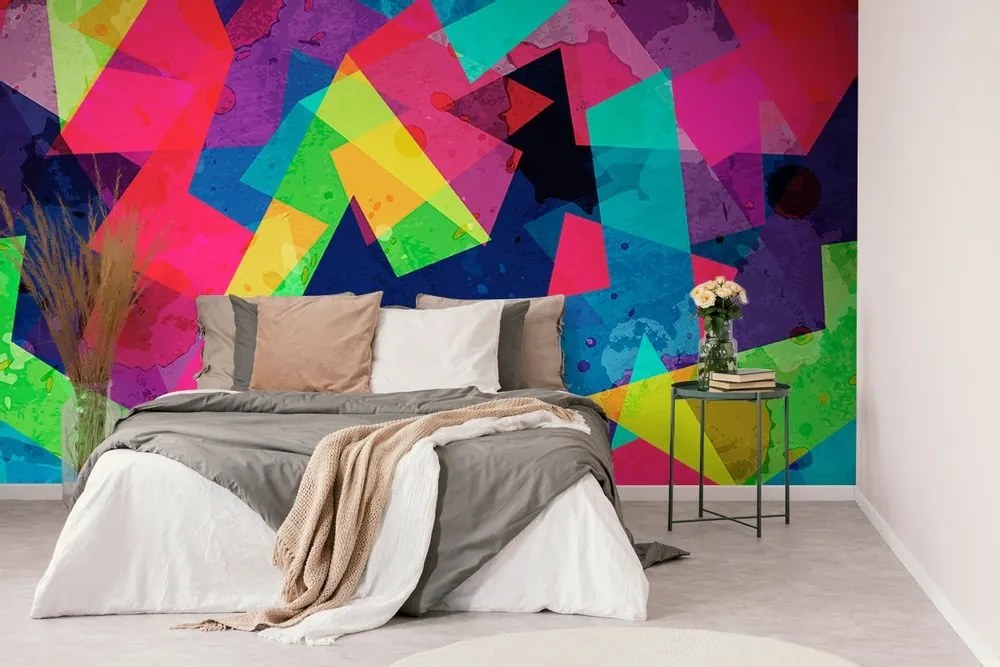 Tapeta grunge efekt geometrický vzor - 375x250 cm