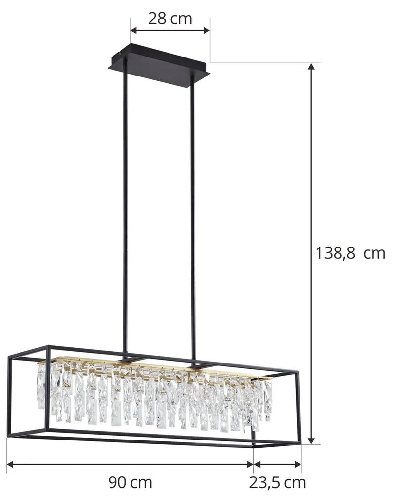 Závěsné svítidlo Lucande LED Kassi, černé, železné, stmívatelné, 90 cm