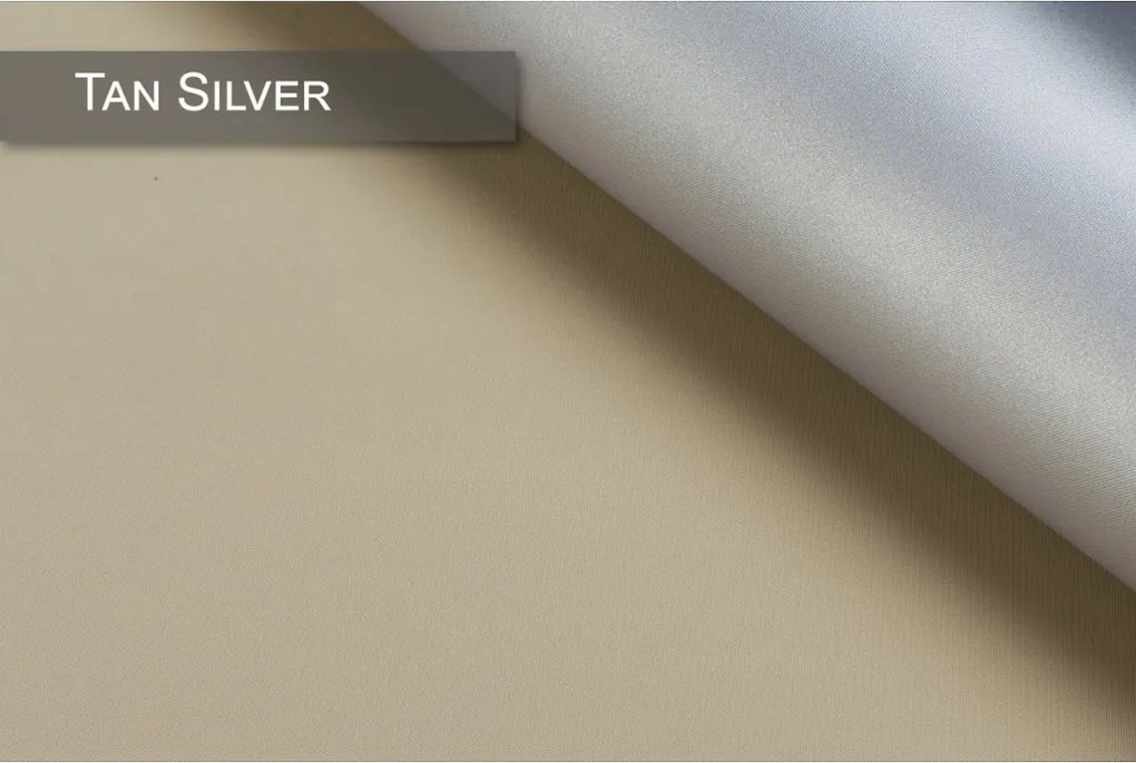 Dekodum Termoizolační roleta v hnědé kazetě, barva látky Tan Silver Šířka (cm): 123, Výška (cm): Balkonová (do 200 cm), Strana mechanismu: Levá