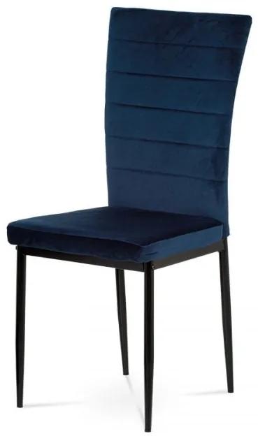 Jídelní židle PALU — modrý samet, kov