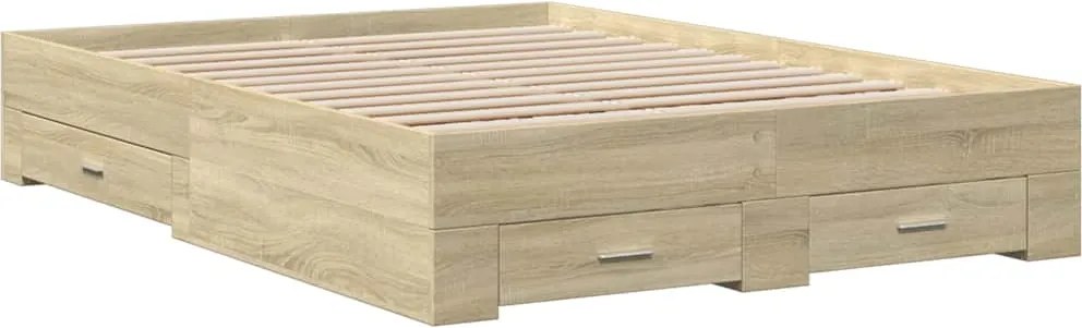 Rám postele se zásuvkami dub sonoma 135x190 cm kompozitní dřevo 3280407