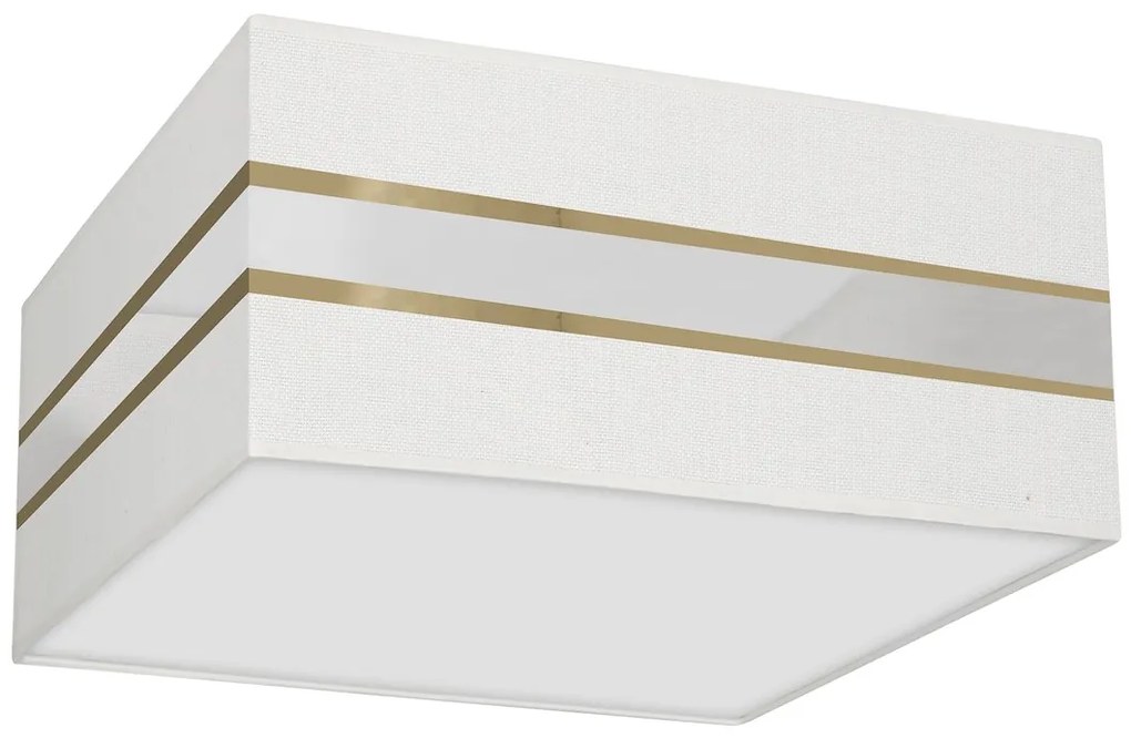 Stropní svítidlo Ultimo Square, 1x bílé/zlaté textilní stínítko, (bílé plexisklo), (40 cm)