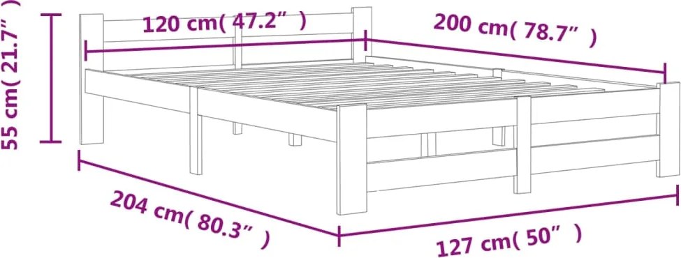 Rám postele bez matrace Bílý masiv borovice 120x200 cm 322000