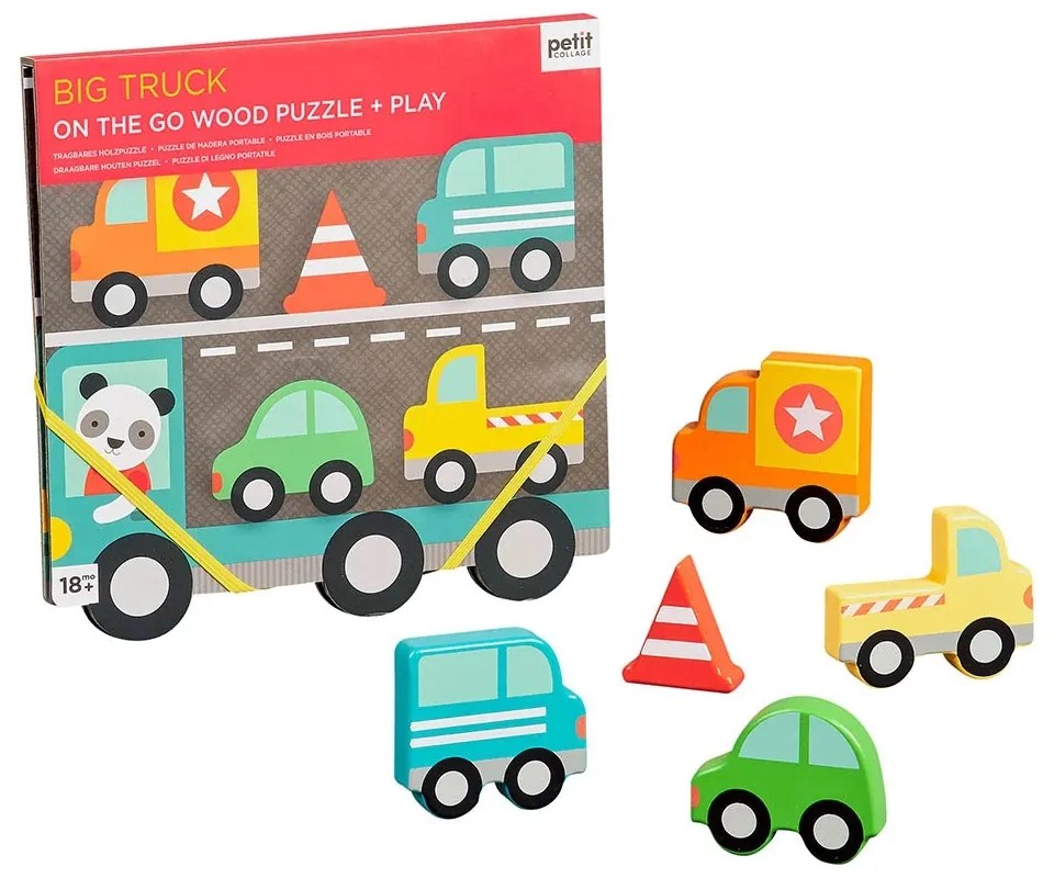 Petit Collage Robustní dřevěné puzzle Big Truck