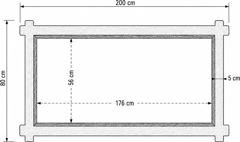 Báča Beton Betonový vyvýšený záhon - štípaný kámen 200 x 80 cm Výška záhonu: 25 cm, Barva záhonu: Přírodní šedá