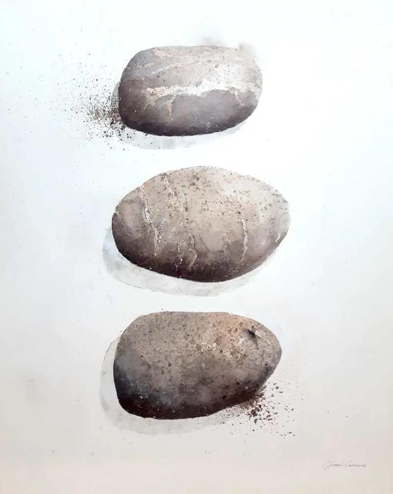 ART-STYLE Obrázek 24x30, kameny, rám sv. dub -  červotoč