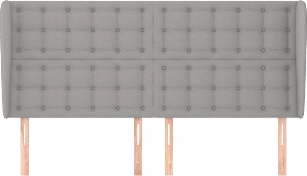 Čelo postele typu ušák světle šedé 183x23x118/128 cm textil 3118404
