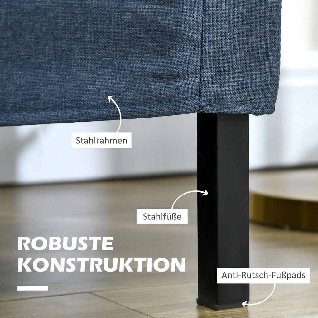HOMCOM 2místná pohovka, pohovka se vzhledem lnu, ocelové nohy, čalouněná pohovka, dvoumístná pohovka do obývacího pokoje, ložnice, 135 x 67 x 78 cm, …