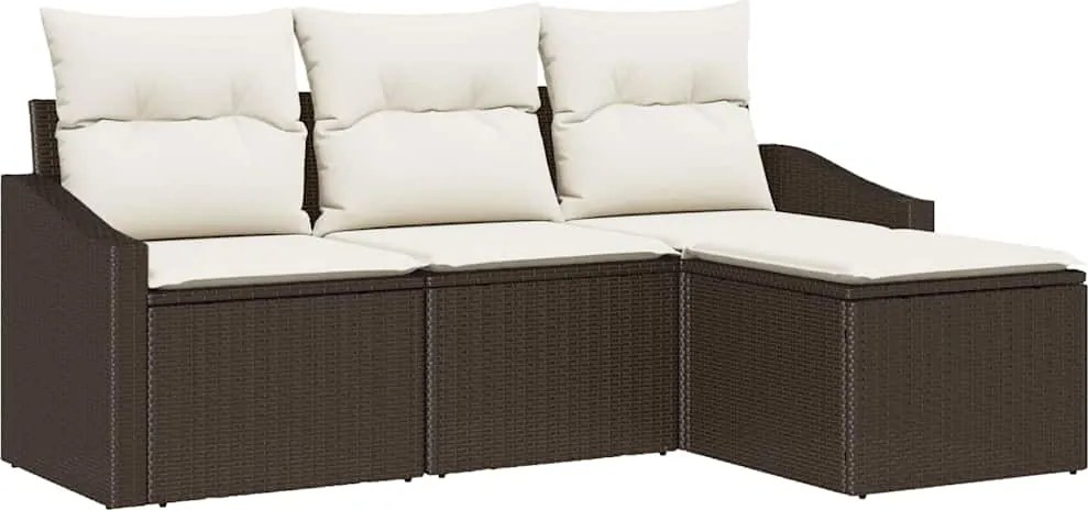 Set pohovek 4 ks Hnědá a krémová polyratan 3355337