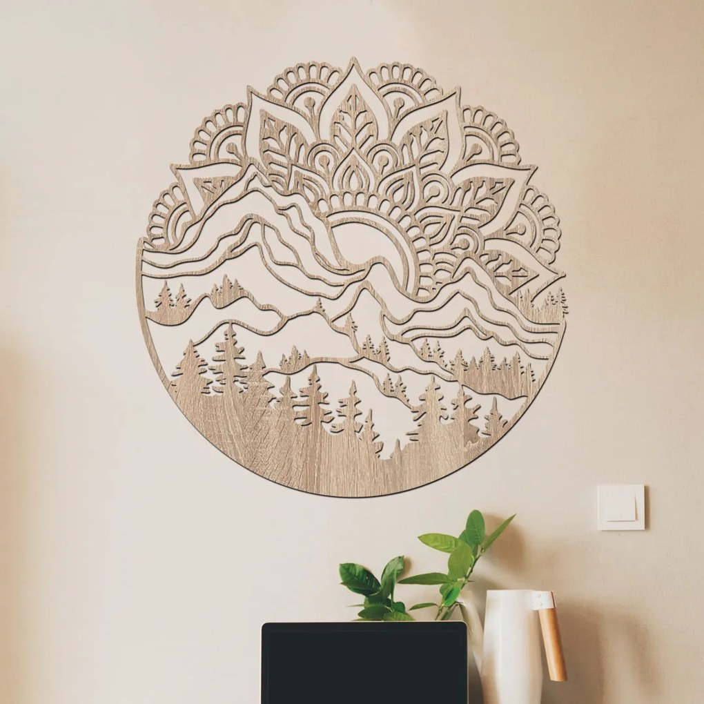 dřevo života Dřevěná mandala MANDALA HORY Rozměry (cm): 80x80, Zvolte barvu dekoru: Dub Sonoma