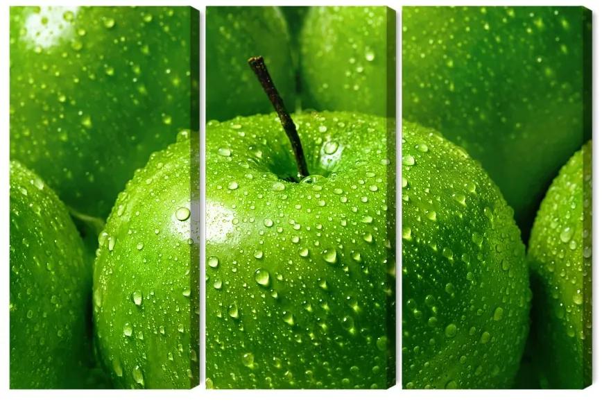 Vícedílný obraz Zelená Jablka V Makro Měřítku Nedostatek Nedostatek Přírodní plátno 180x120