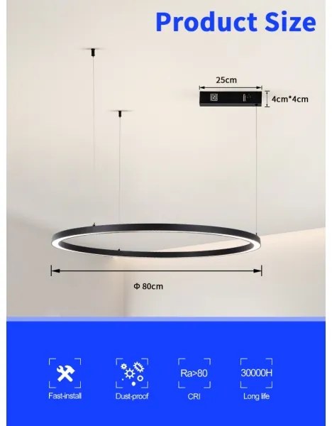 Immax NEO 07215L-LED Stmívatelný lustr na lanku FINO 60W/230V 80cm černá Tuya+DO