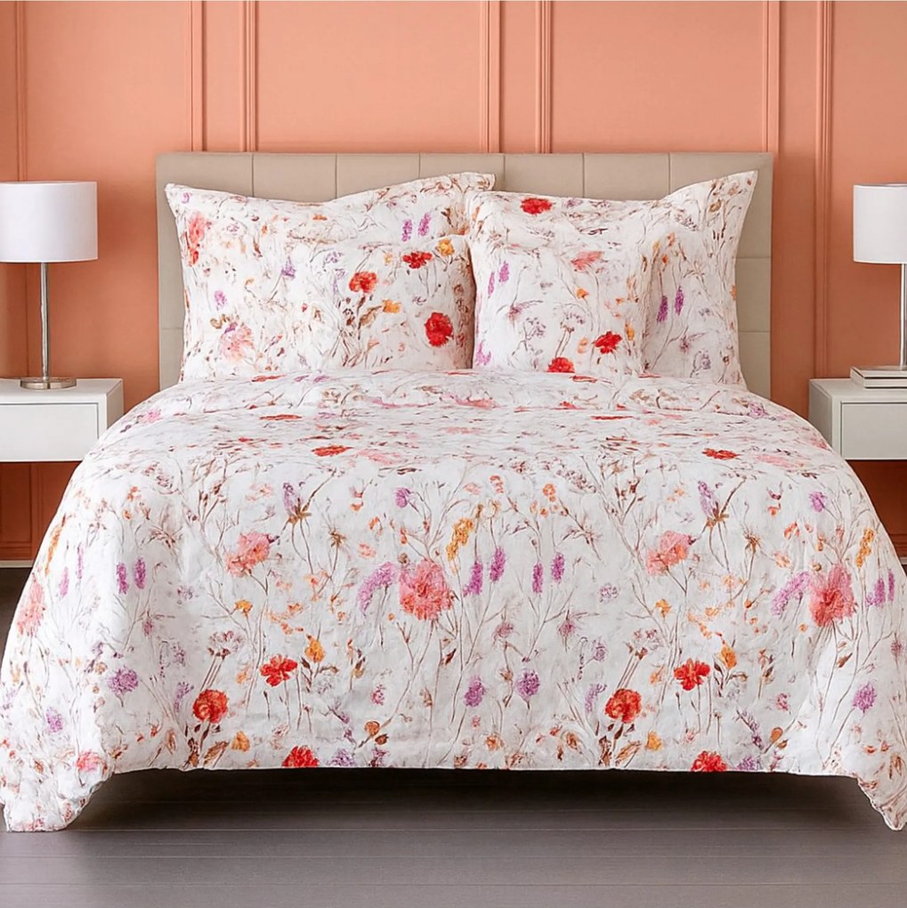 Saténové povlečení LUXURY COLLECTION Luční tanec - 1x 240/220, 2x 70/90cm