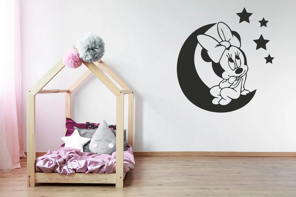 Lepy.cz Samolepka na zeď Minnie Mouse - měsíc Velikost (šířka x výška): 45x48cm, Barevná varianta: Světle růžová