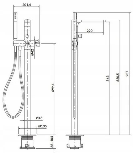 Cersanit Inverto - volně stojící vanová baterie, zlatá, S951-286