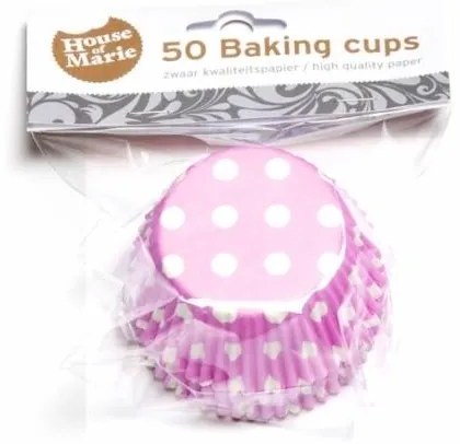 Papírový košíček na muffiny růžový puntíkovaný 50ks - House of Marie