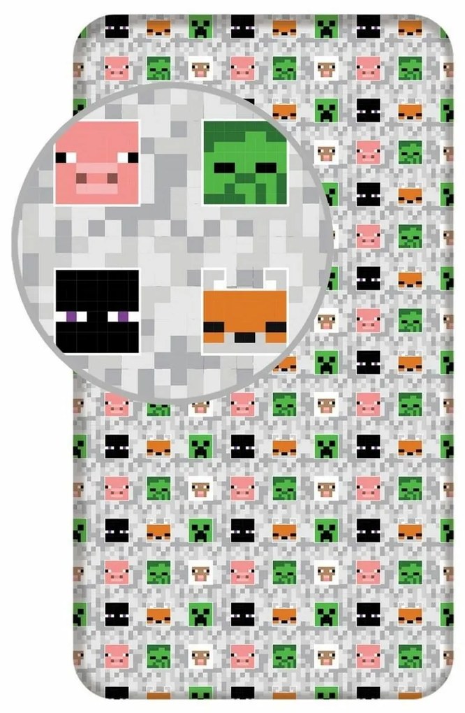 Jerry Fabrics Dětské bavlněné prostěradlo Minecraft Adventure, 90 x 200 cm