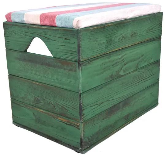 Vingo Dřevěný botník s lavicí, zelená - 45 x 32 cm