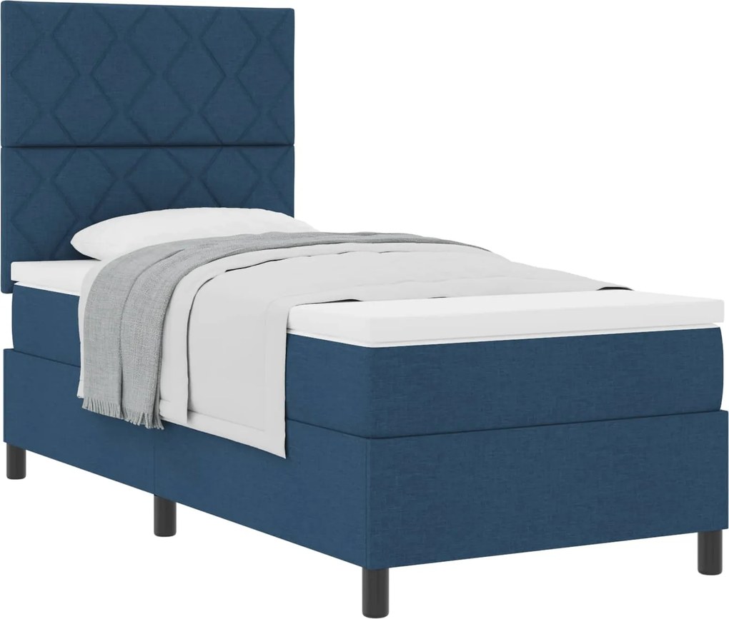 Postel s boxspringem s čelo Modrá 90 x 200 cm textil 3339440