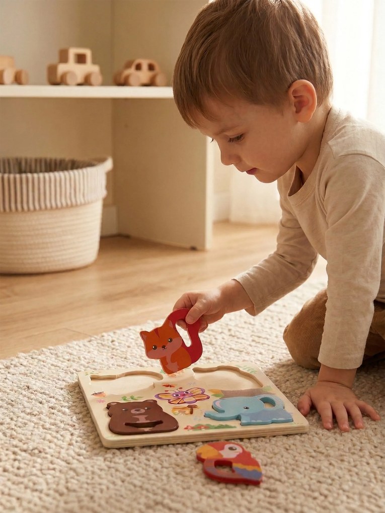 Sinsay - Dřevěné puzzle s motivem zvířat 5 ks - vícebarevná