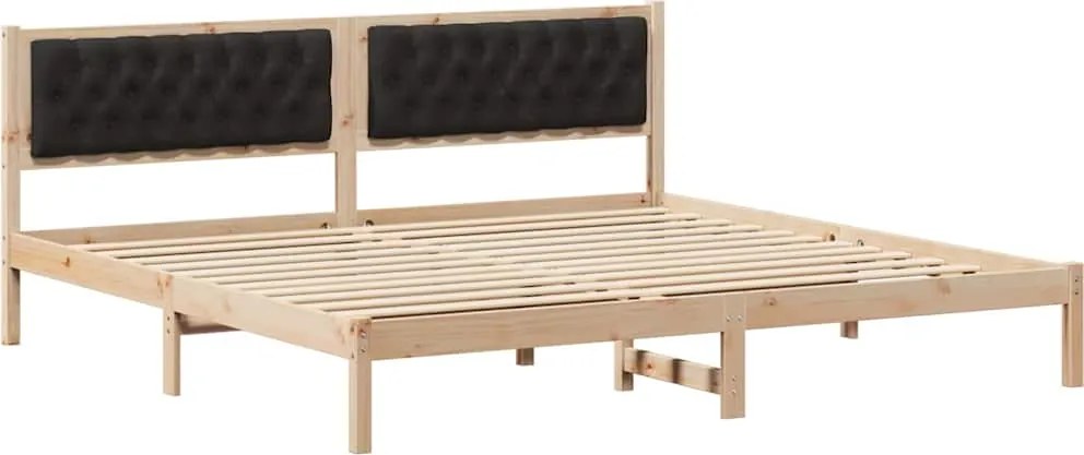 Rám postele s čelo Černá 200 x 200 cm Masivní borové dřevo 3394235