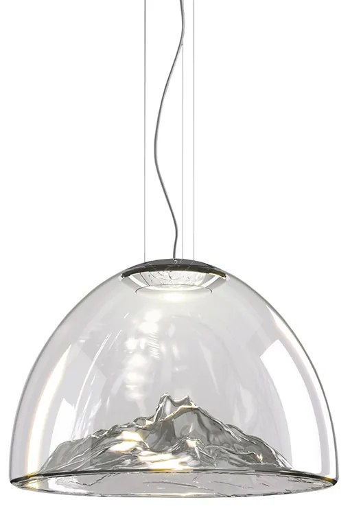Axo light SPMOUNTAGRCRLED Mountain View, designové svítidlo z foukaného šedého skla / chrom, 16W LED stmívatelné, prům. 55cm