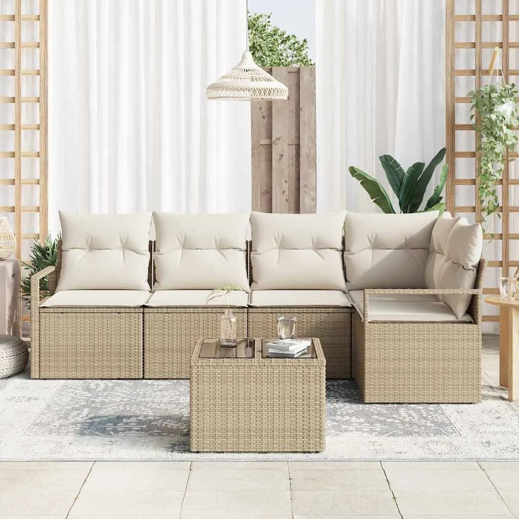 Set pohovek 6 ks Béžová polyratan 3346391