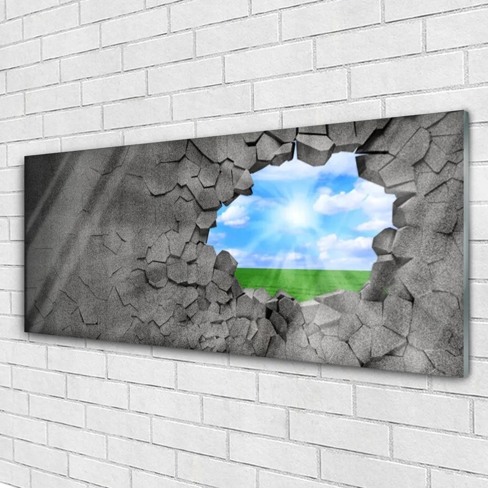 Plexisklo-obraz Dziura Popękana Ściana 125x50 cm