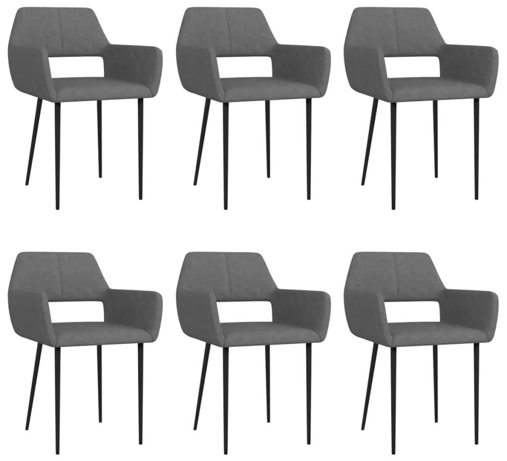 3057546 vidaXL Jídelní židle 6 ks tmavě šedé textil