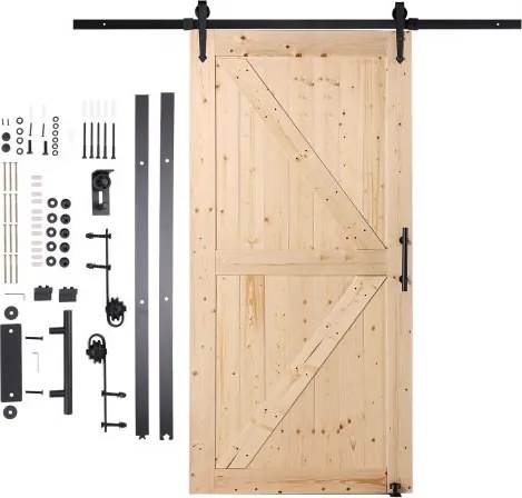 Sada dřevěných posuvných dveří a kování hladce 76,2 × 106,7 cm