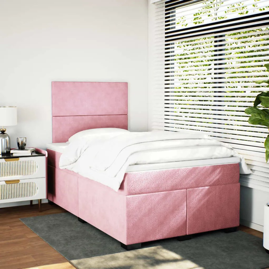 Box spring postel s matrací růžová 120 x 200 cm samet 3293181